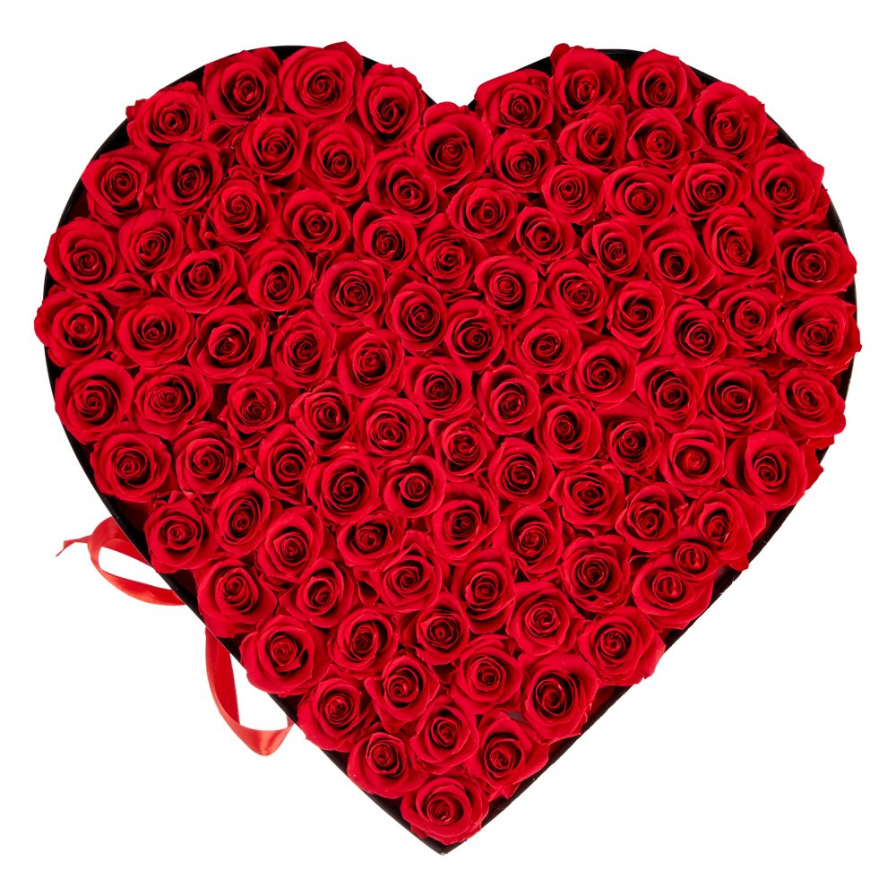 VEVOR Forever Flowers, 100 Preserved Roses in a Heart Shape Box ...
