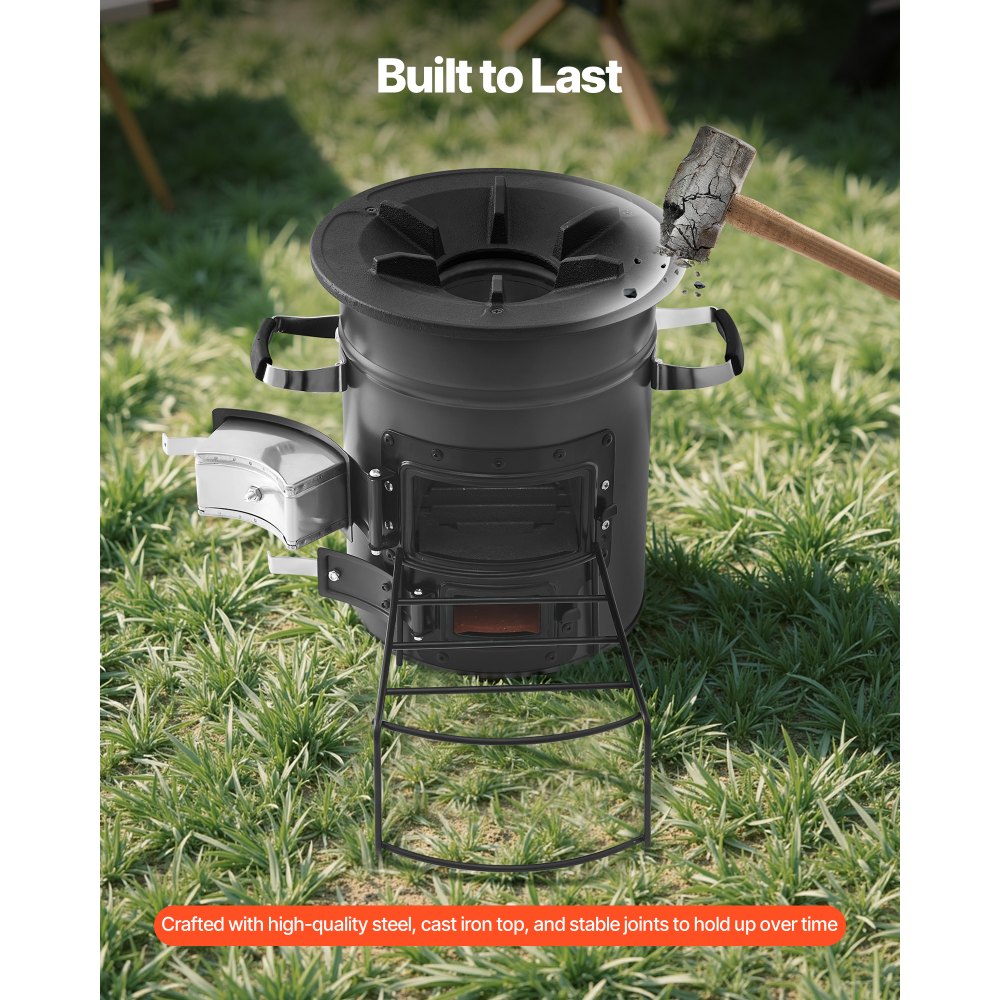 VEVOR Camping Rocket Stove, Wood Burning Portable Rocket Stove with ...