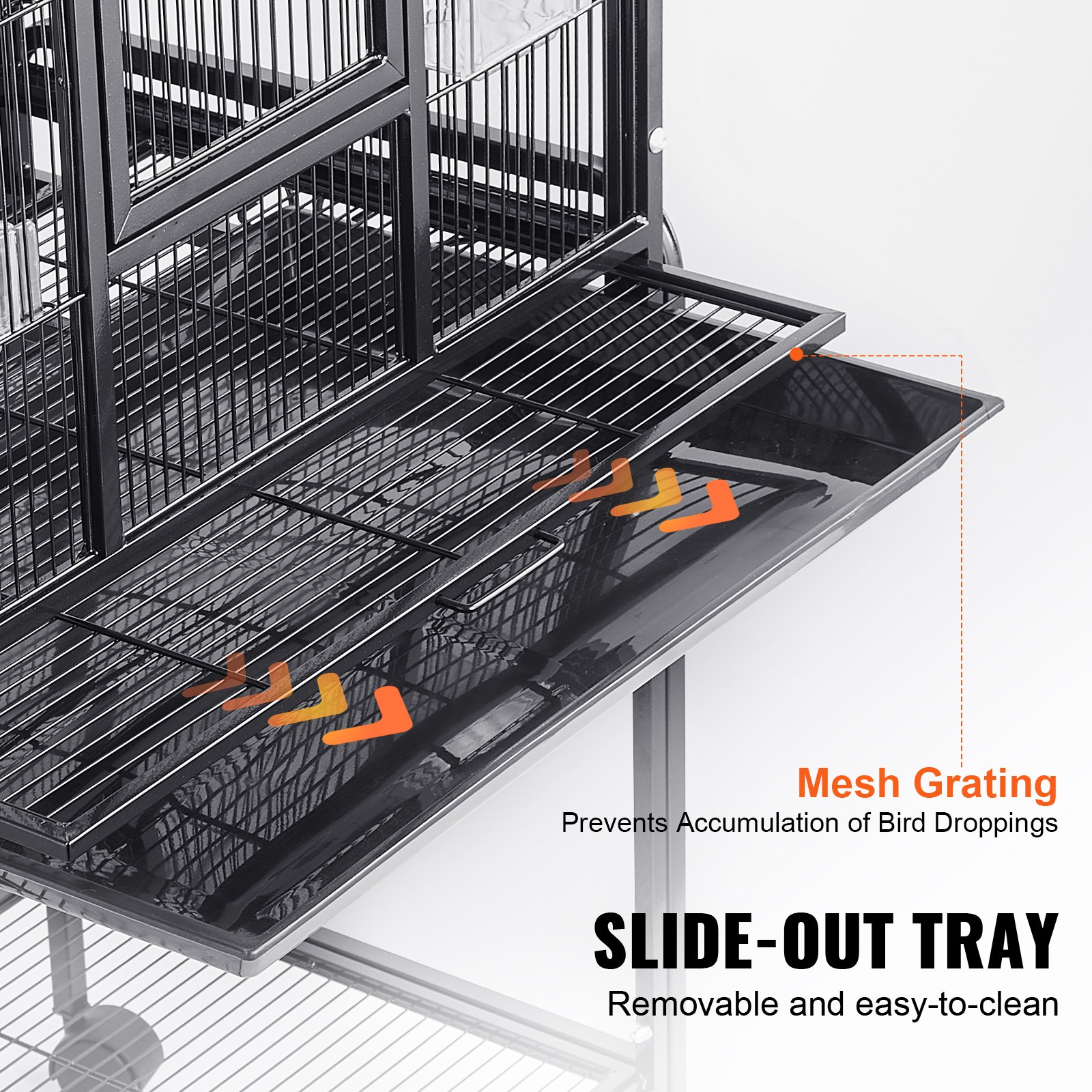 VEVOR 54 inch Standing Large Bird Cage, Carbon Steel Flight Bird Cage ...