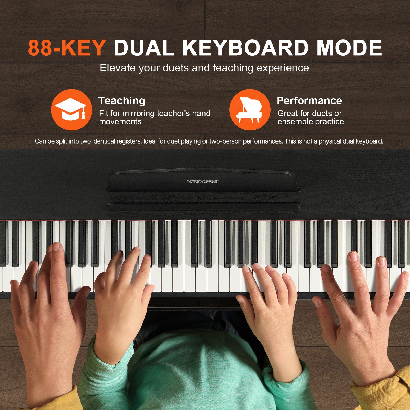 VEVOR Weighted Digital Piano, 88 Key Fully Weighted Keys, Dual Keyboard ...