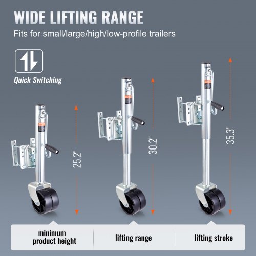 VEVOR Trailer Jack, Boat Trailer Jack 35.3 in, Bolt-on Trailer Tongue ...