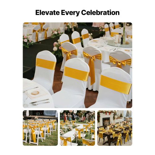 VEVOR Satin Chair Sashes Bows, 50PCS Chair Ribbon Ties Back Sash, 7 x ...