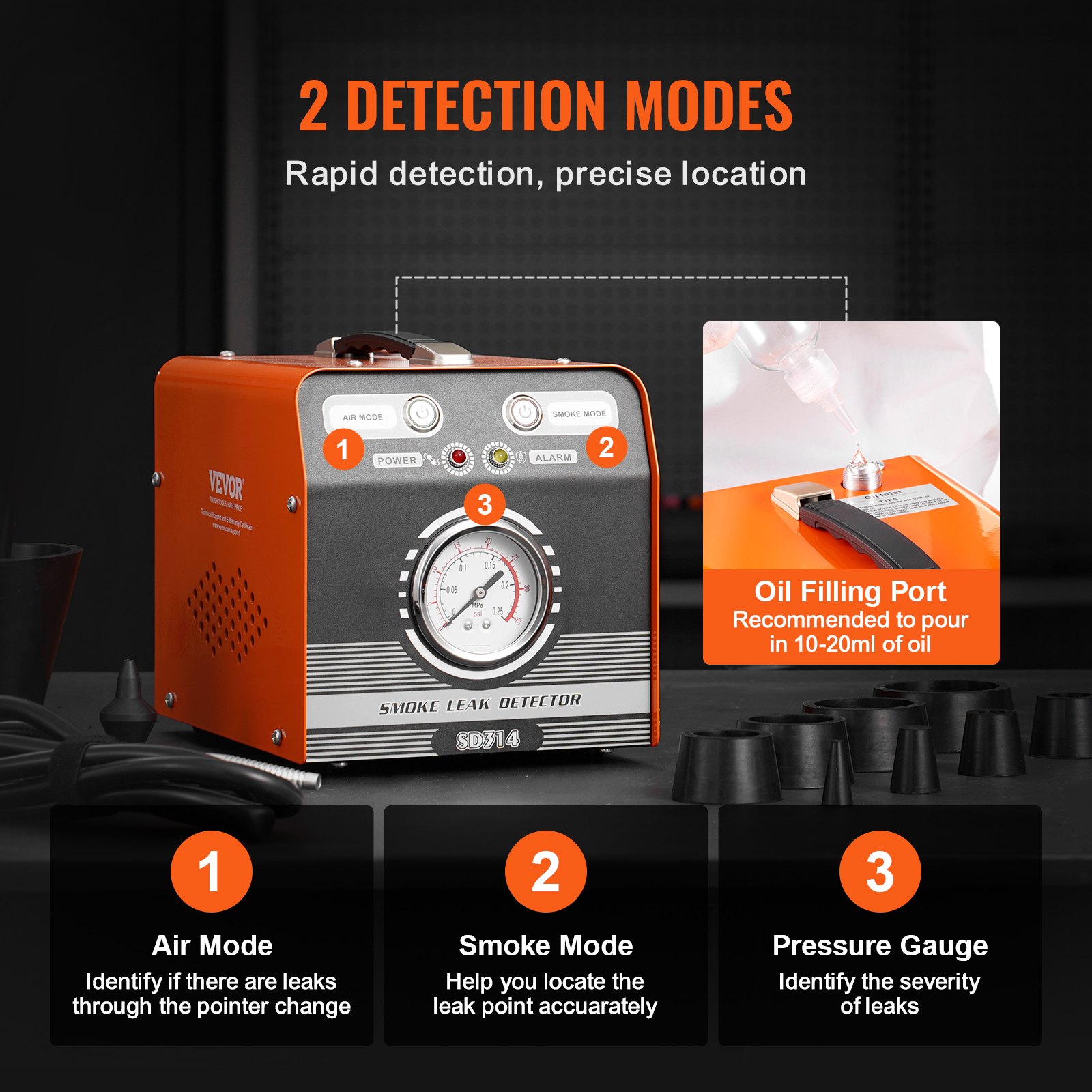 VEVOR Automotive Smoke Machine Leak Detector EVAP Vacuum Diagnostic ...