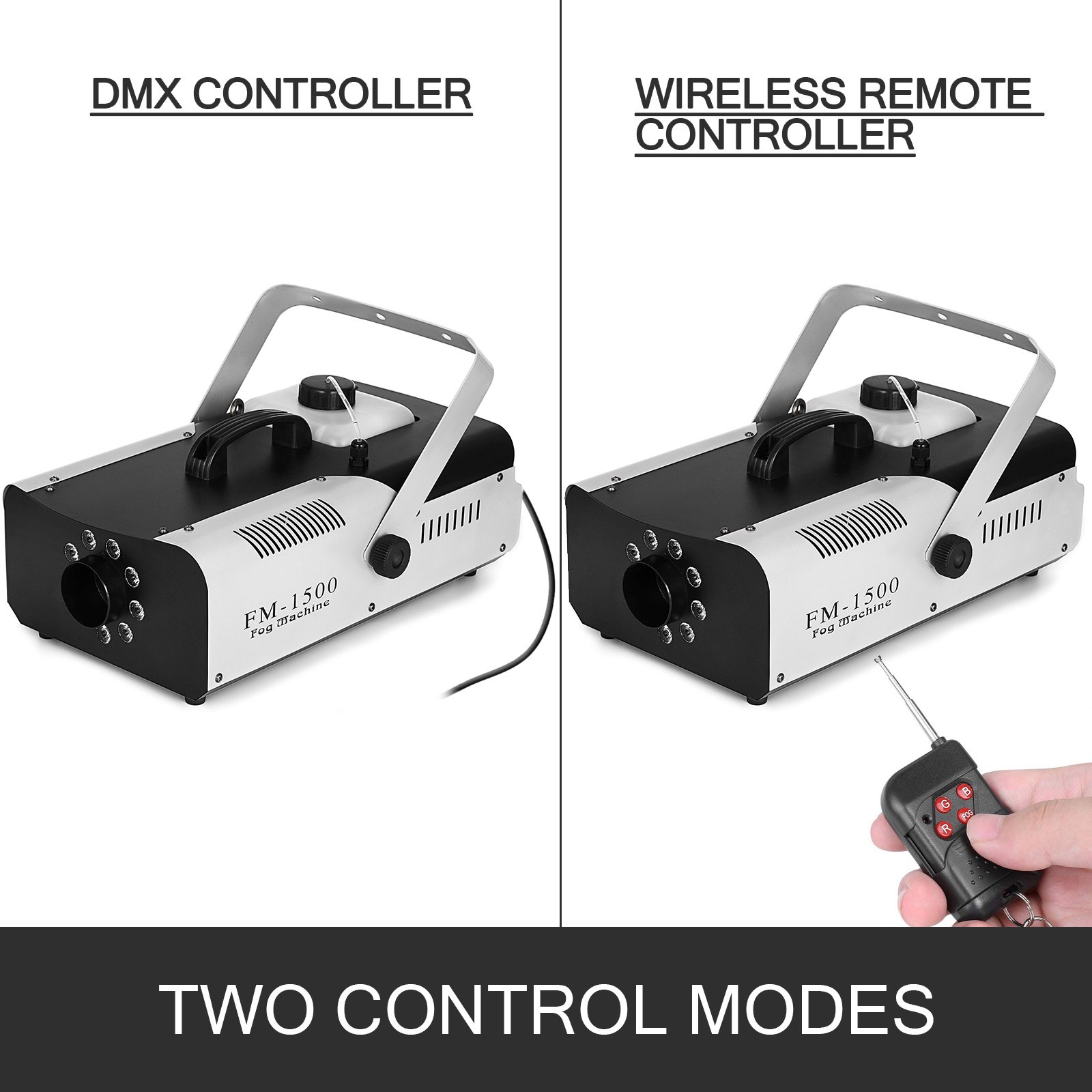 VEVOR Fog Machine, 1500W 2L 9 LED Lights, Smoke Fogger Portable with ...