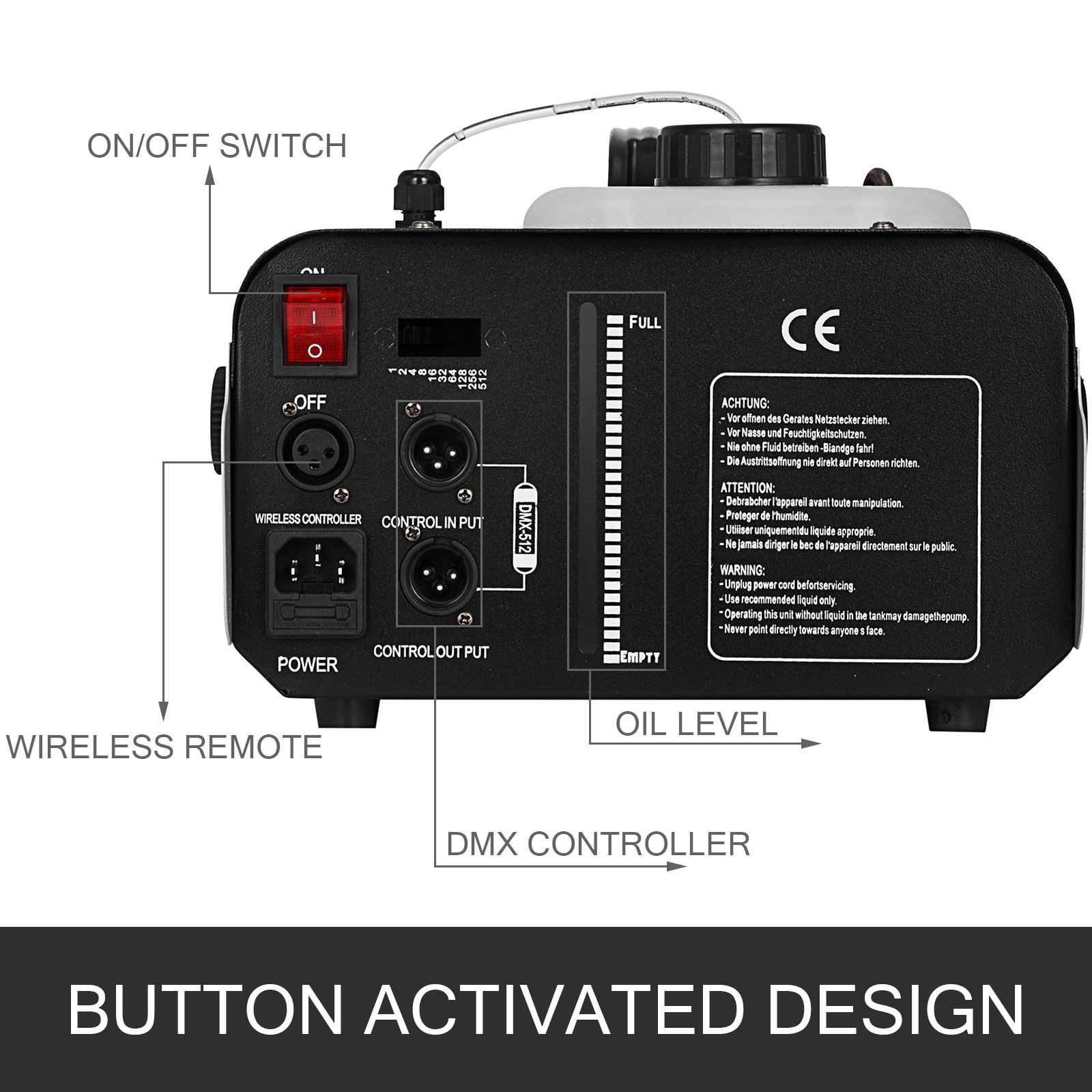 VEVOR Fog Machine, 1500W 2L 9 LED Lights, Smoke Fogger Portable with ...