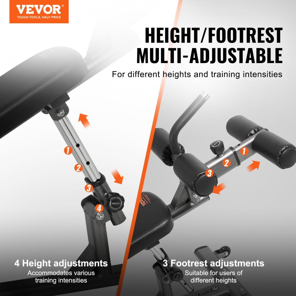 VEVOR Weight Bench Adjustable Situp Incline Bench for Home Gym Strength ...