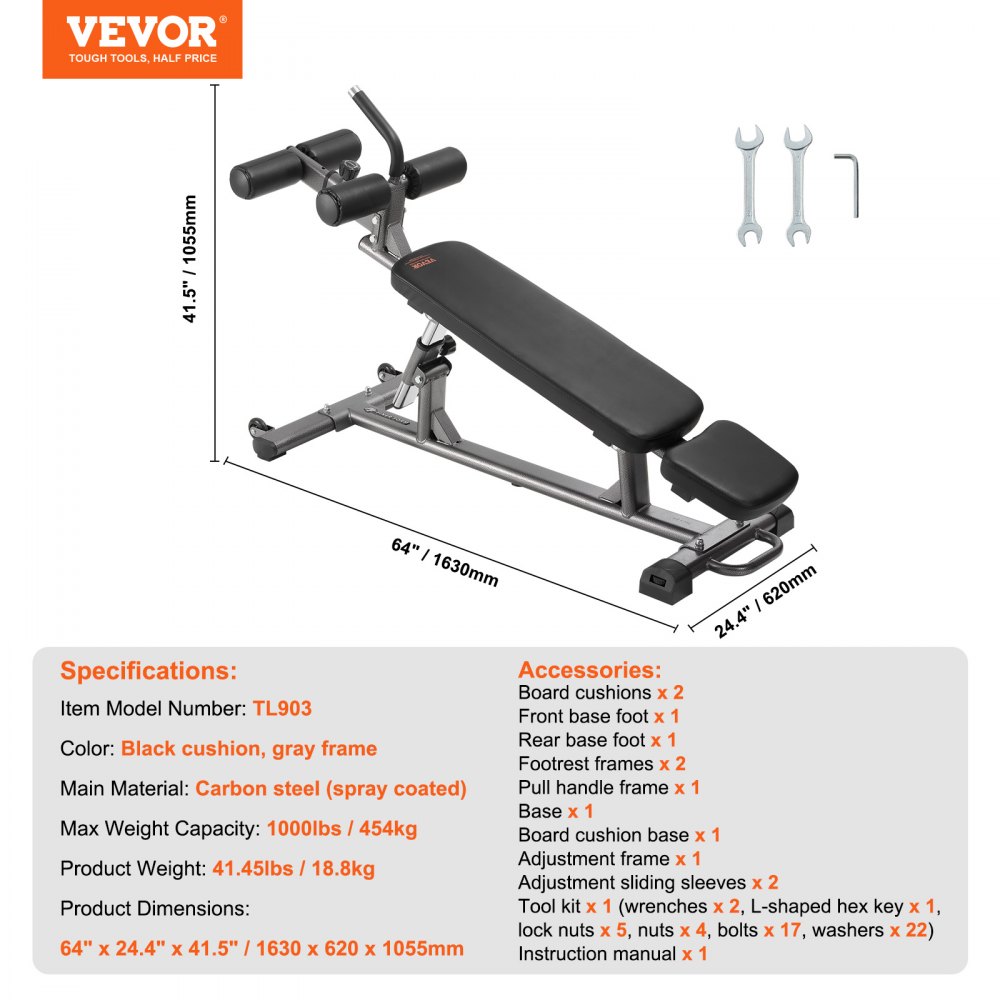 VEVOR Weight Bench Adjustable Situp Incline Bench for Home Gym Strength ...