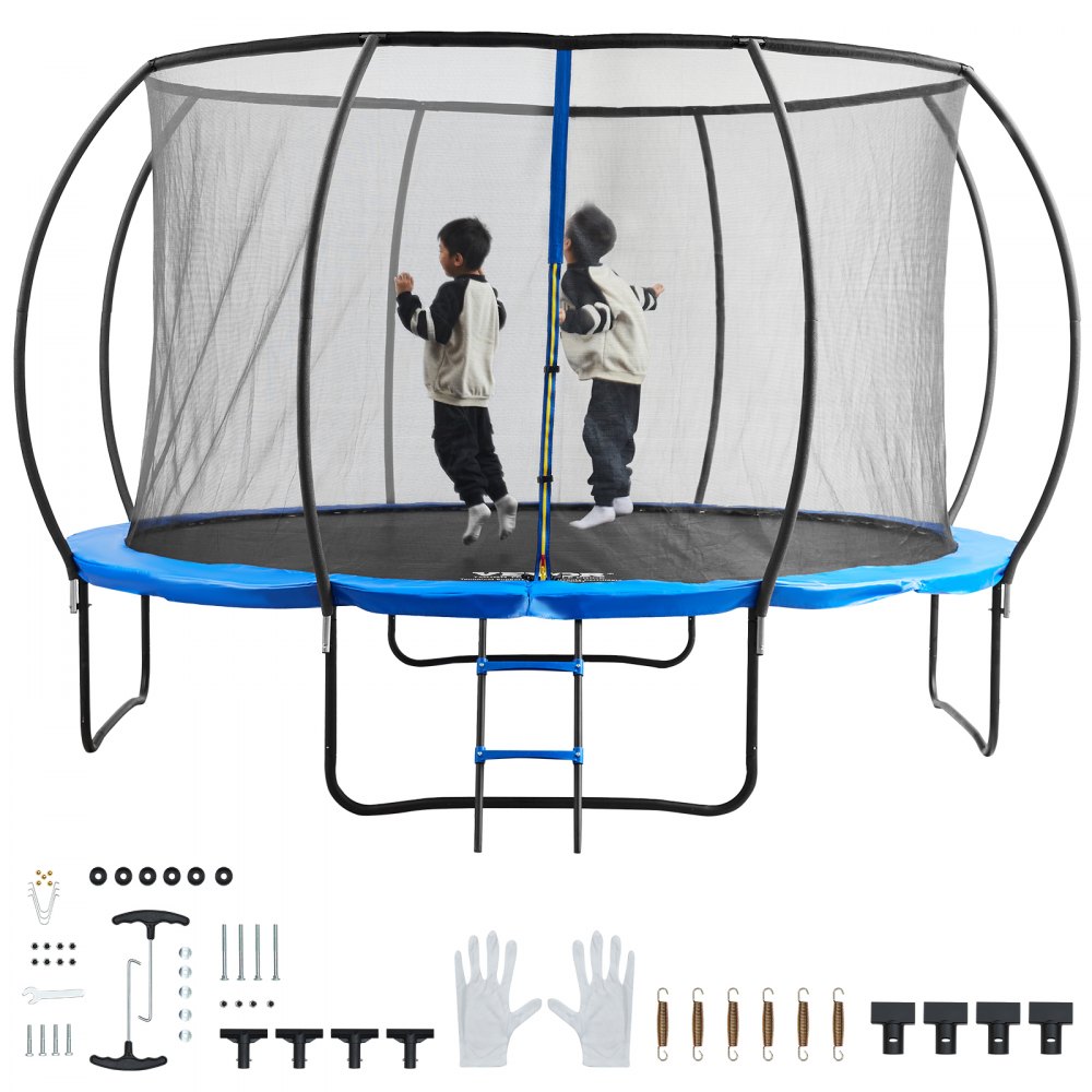 VEVOR 12FT Trampoline, 400 lbs Trampoline with Enclosure Net, Ladder ...