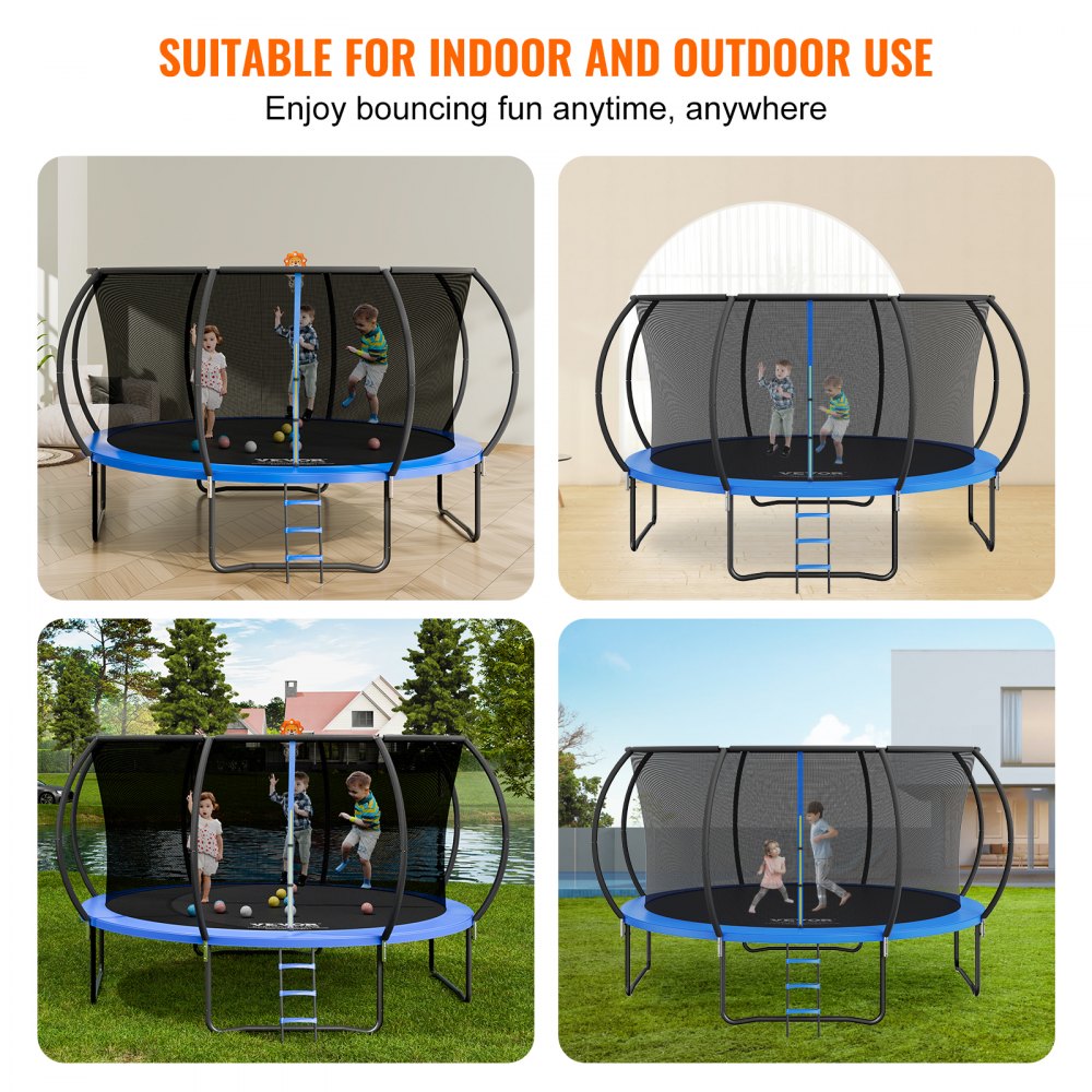 VEVOR 14FT Trampoline, 450 lbs Trampoline with Enclosure Net, Ladder ...