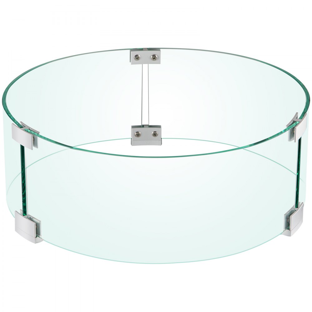 VEVOR Fire Pit Wind Guard, 17 x 17 x 6 Inch Glass Flame Guard, Round ...
