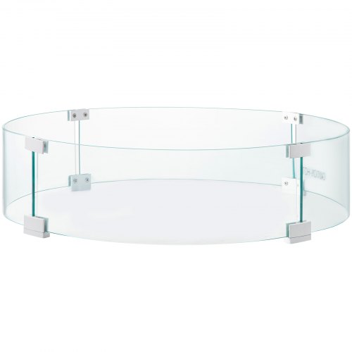 VEVOR Fire Pit Wind Guard, 29.1x29.1x6 inch Glass Flame Guard, Round ...