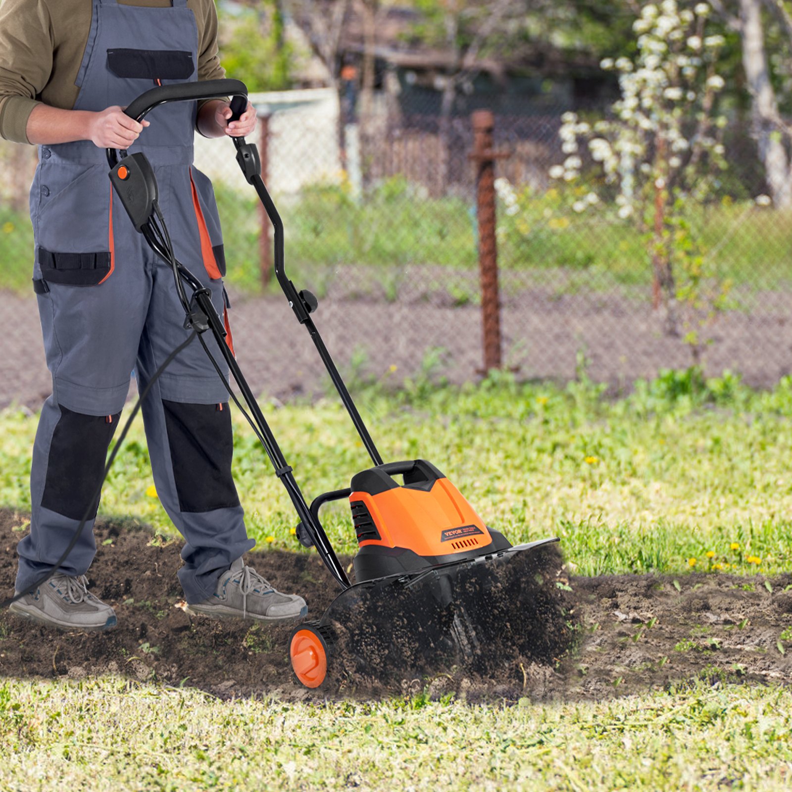 VEVOR 12 Amp Electric Tiller, 18" Tilling Width 3.94" Tilling Depth ...