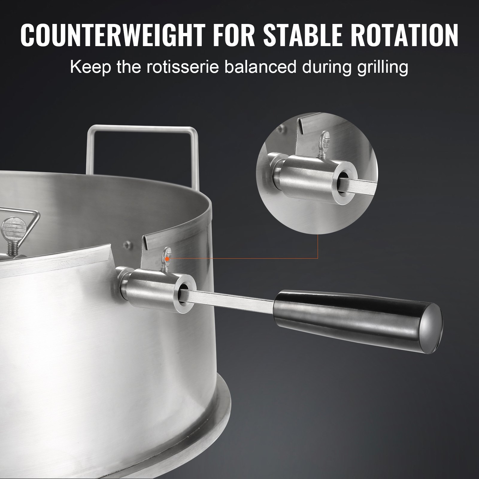 VEVOR BBQ Rotisserie Ring Kit for 22" Kettle Charcoal Grills Stainless ...