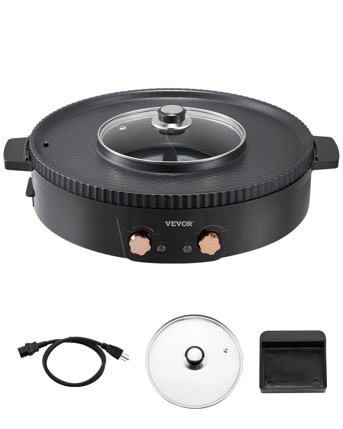 VEVOR Hot Pot with Grill, 1800W 2-in-1 Electric Smokeless Grill and Hot ...
