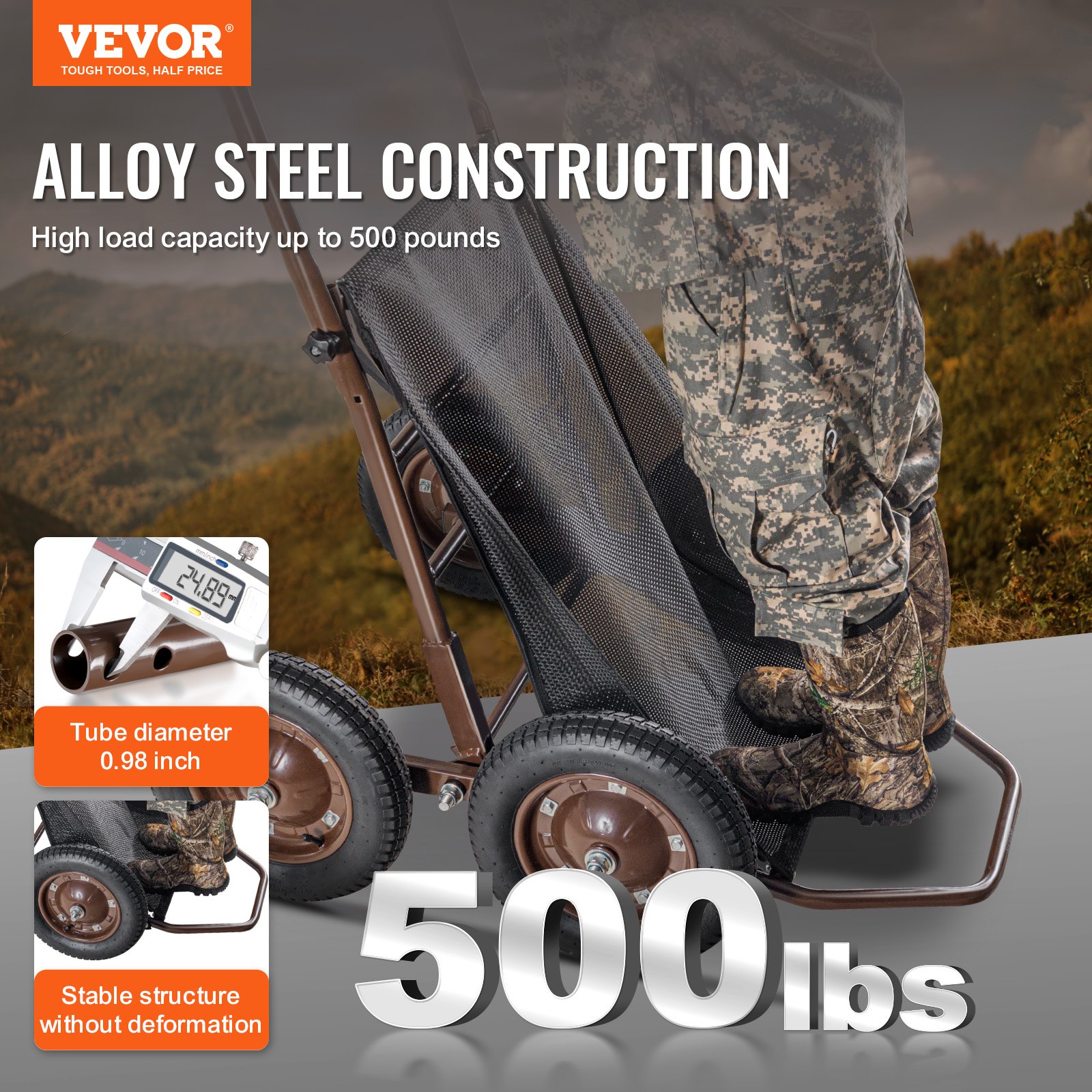 VEVOR Deer Game Cart – Folding Hauler with 500 lbs Capacity