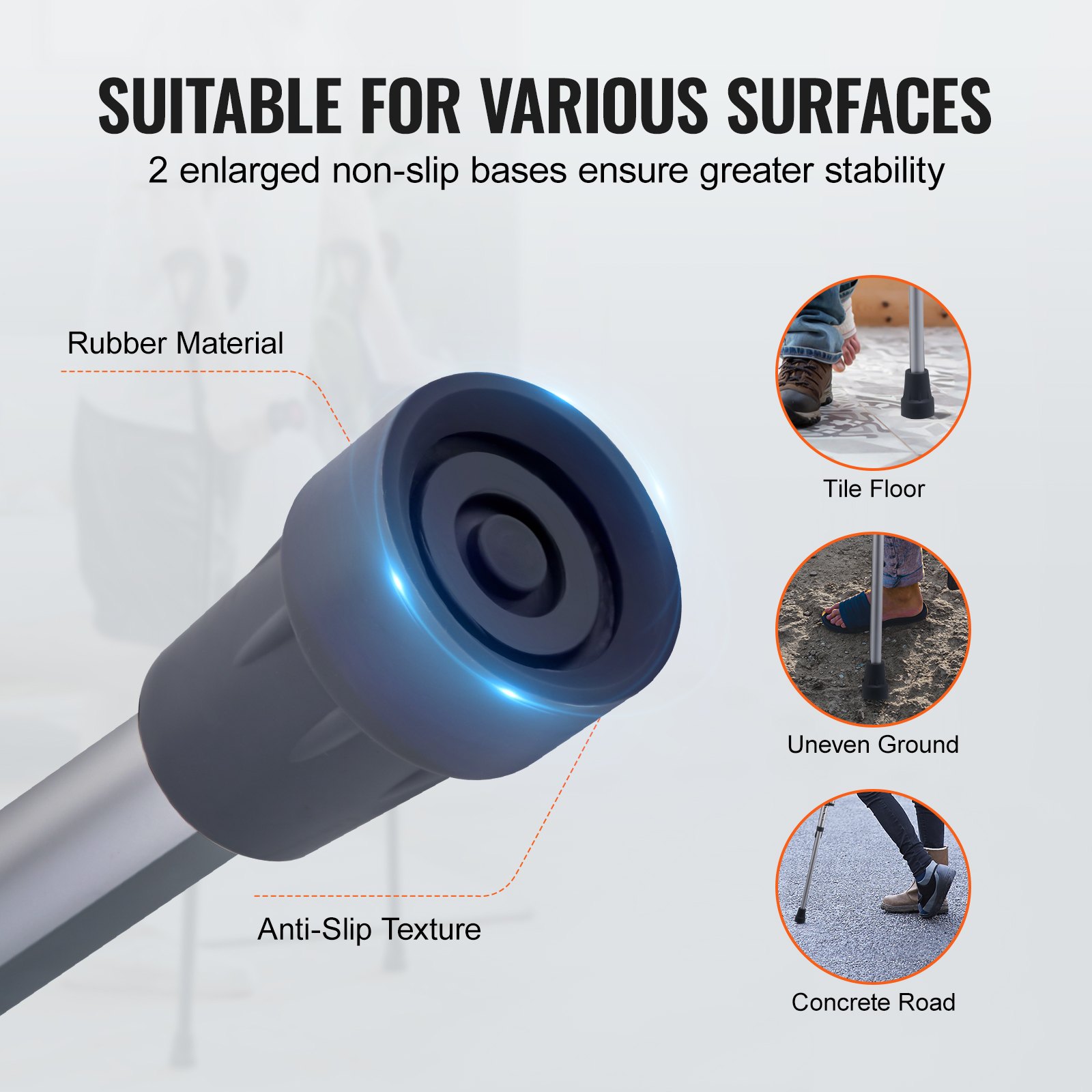 VEVOR Underarm Crutches 13-Level Height Adjustable Under Arm Walking ...