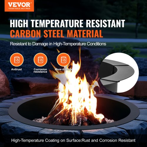 VEVOR Fire Pit Ring, 40-Inch Outer/36-Inch Inner Diameter, 10inch ...