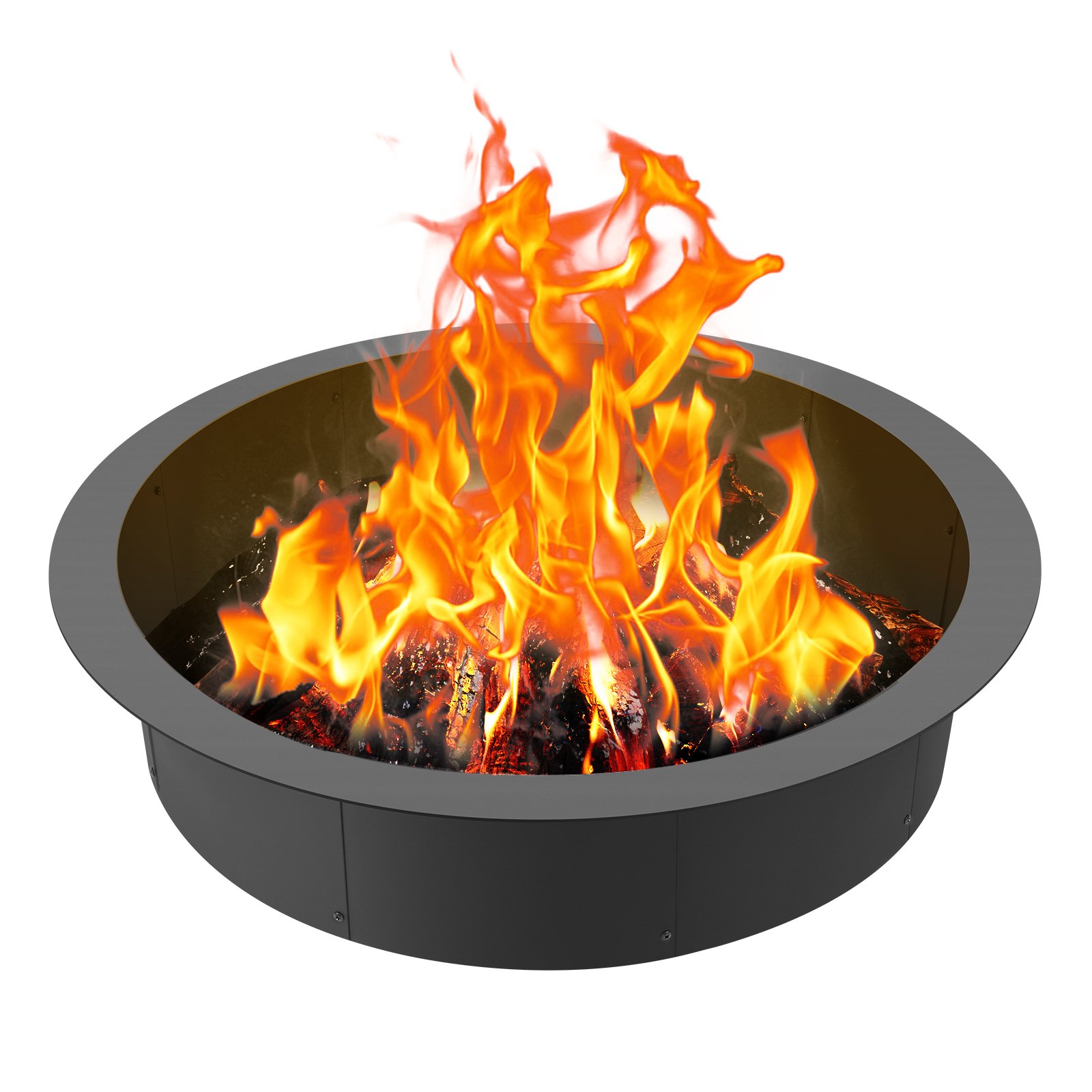 VEVOR Fire Pit Ring Round 44 Inch Outer Steel Liner DIY Campfire Ring ...