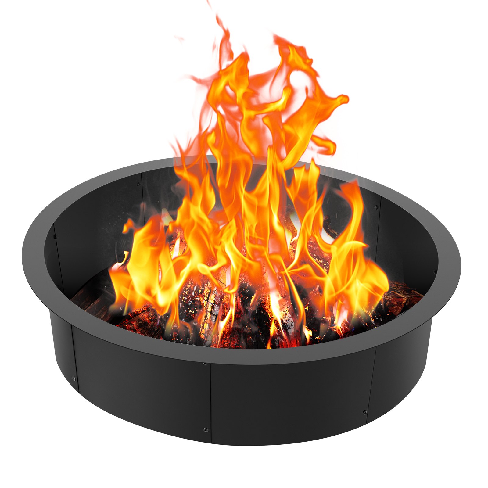 VEVOR Fire Pit Ring Round 45 Inch Outer Steel Liner DIY Campfire Ring ...
