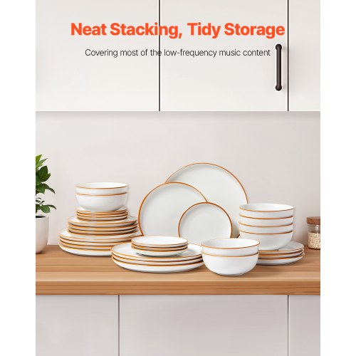32 PCS Dinnerware Set Ceramic Plates and Bowls Sets Service for 8 White ...