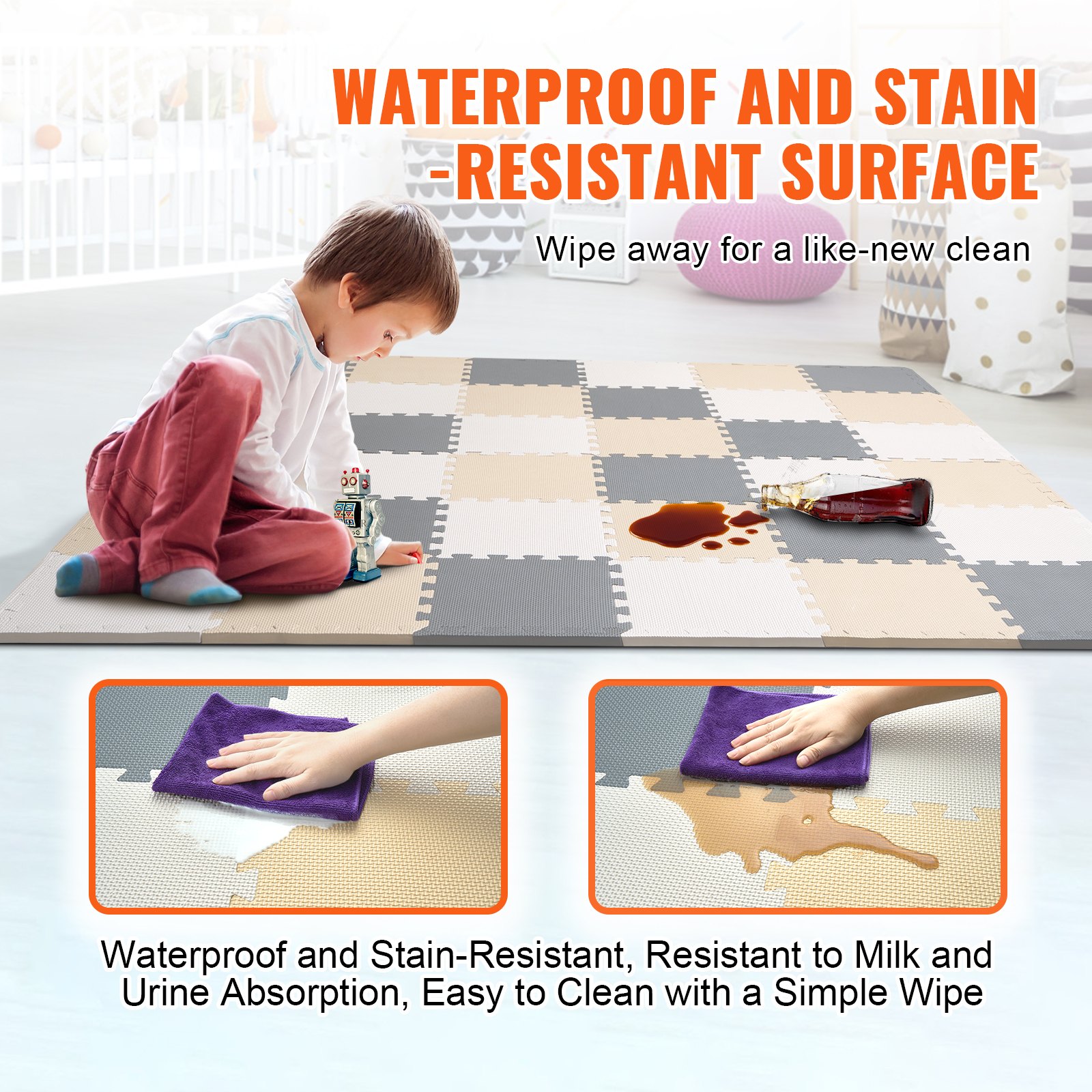 VEVOR 36 Tiles Kids Play Mat, 0.4 Inch Toddler Play Mat with EVA Foam ...