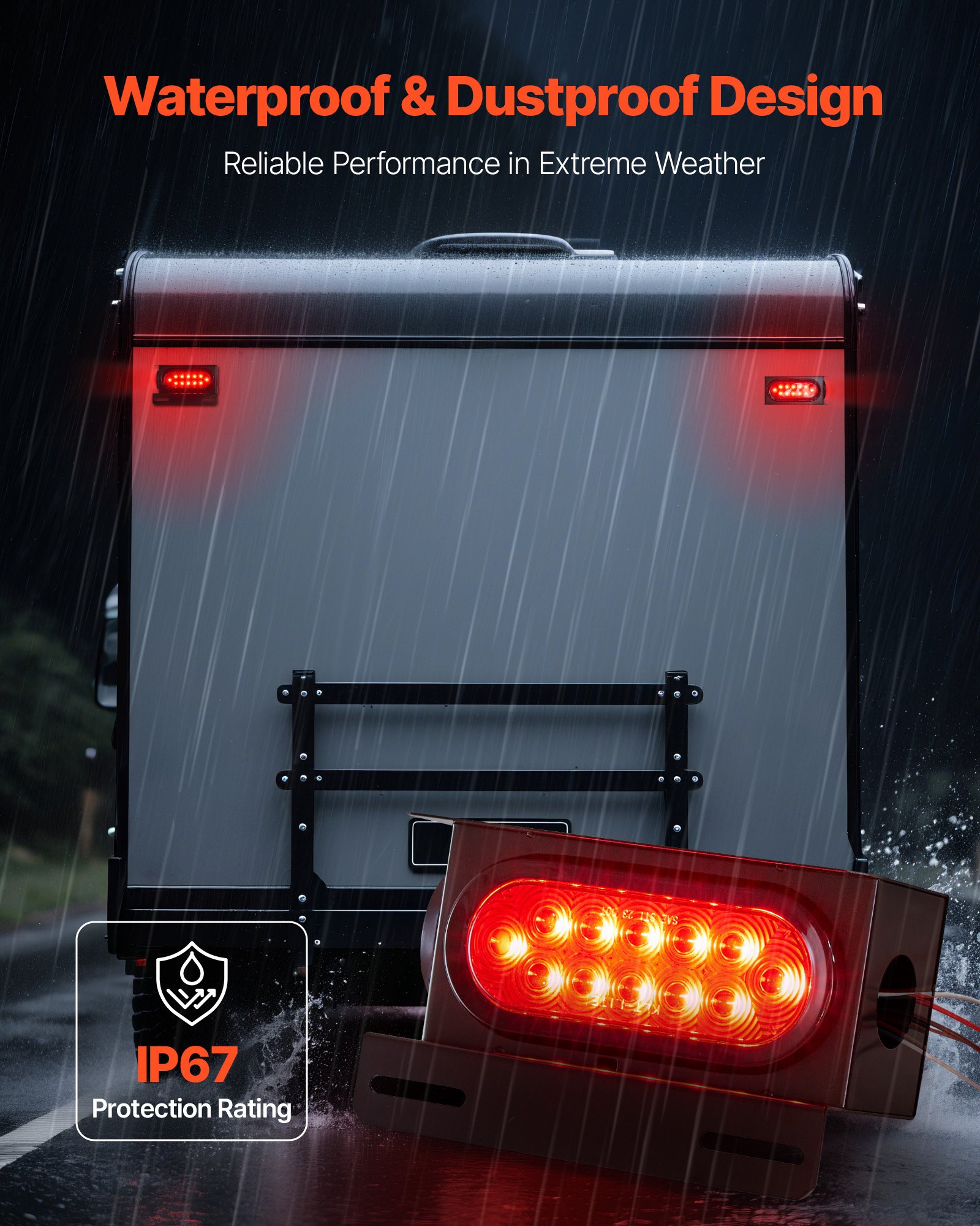 VEVOR Trailer Lights, 10-30V LED Trailer Tail Lights Kit with Stop ...