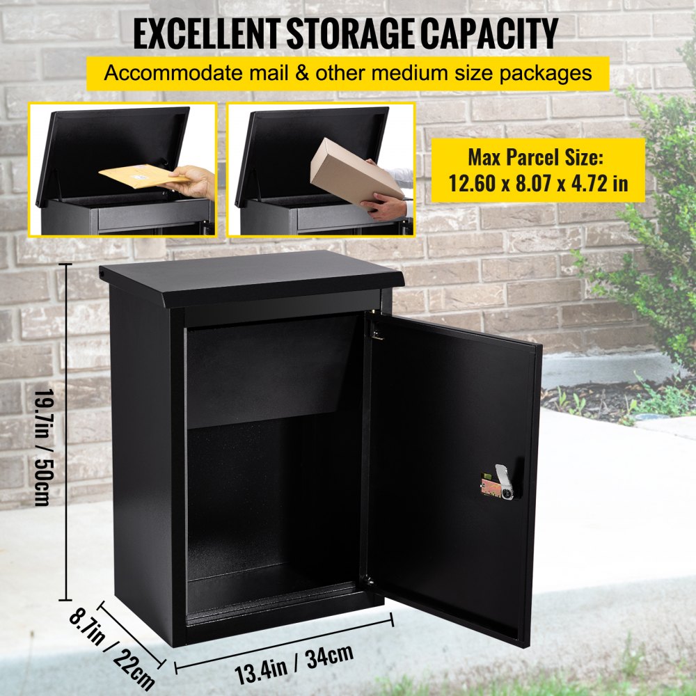 VEVOR Wall Mount Mailbox Drop Box Steel Extra Large Mailbox With Code ...