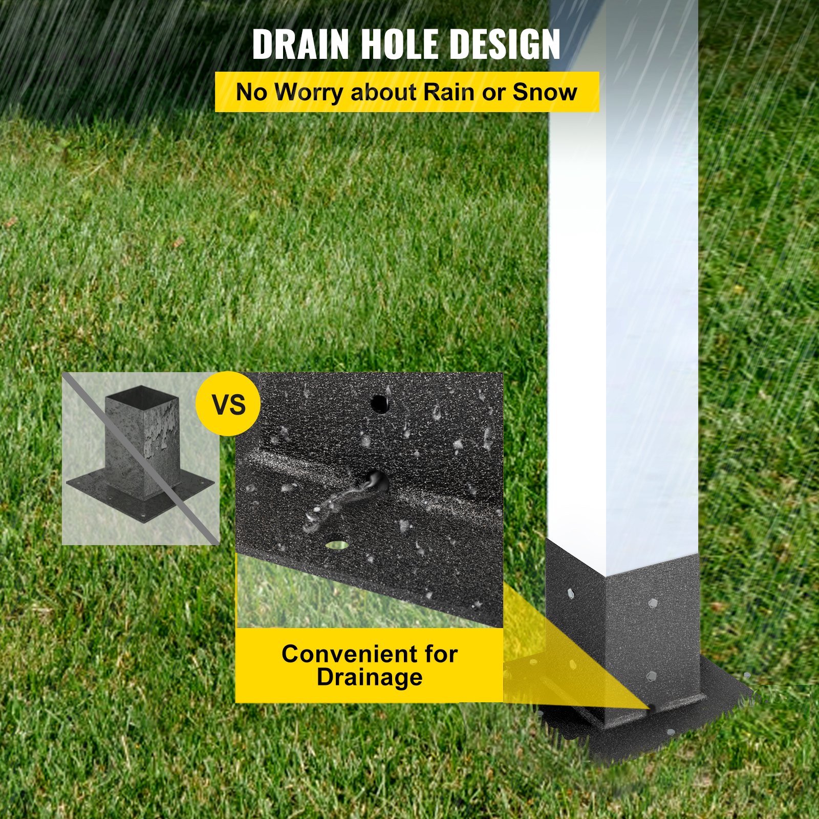 VEVOR Post Base, 4"x4" Mailbox Base Plate, Black Powder-Coated Fence ...