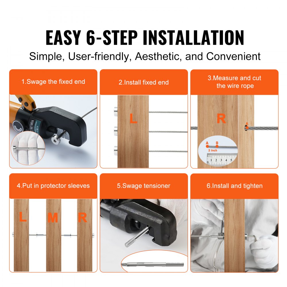 VEVOR 20 Pack Invisible Cable Railing kit, T316 Stainless Steel 1/8 ...