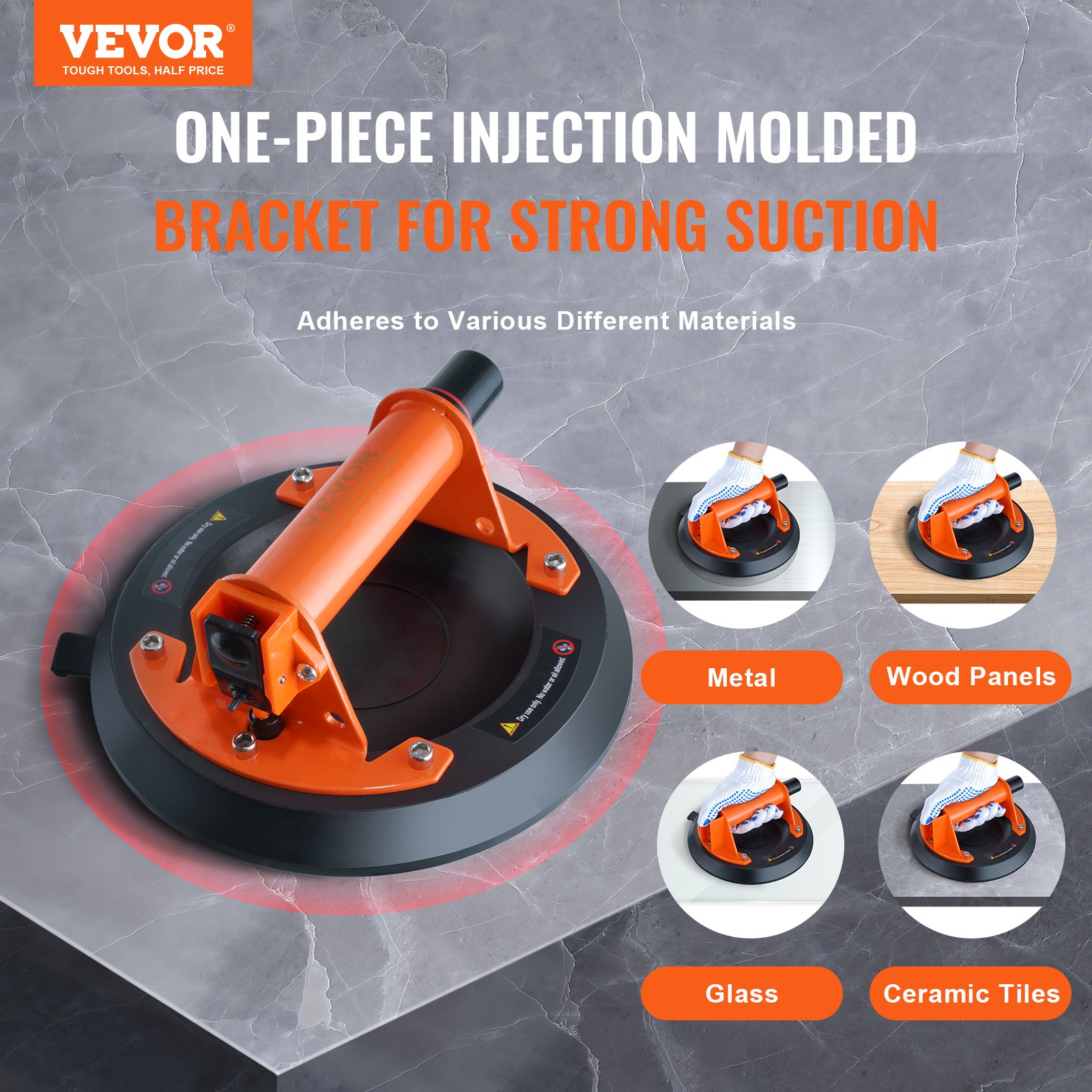 VEVOR Glass Suction Cup, 8" 615 lbs Load Capacity, Vacuum Suction Cup ...