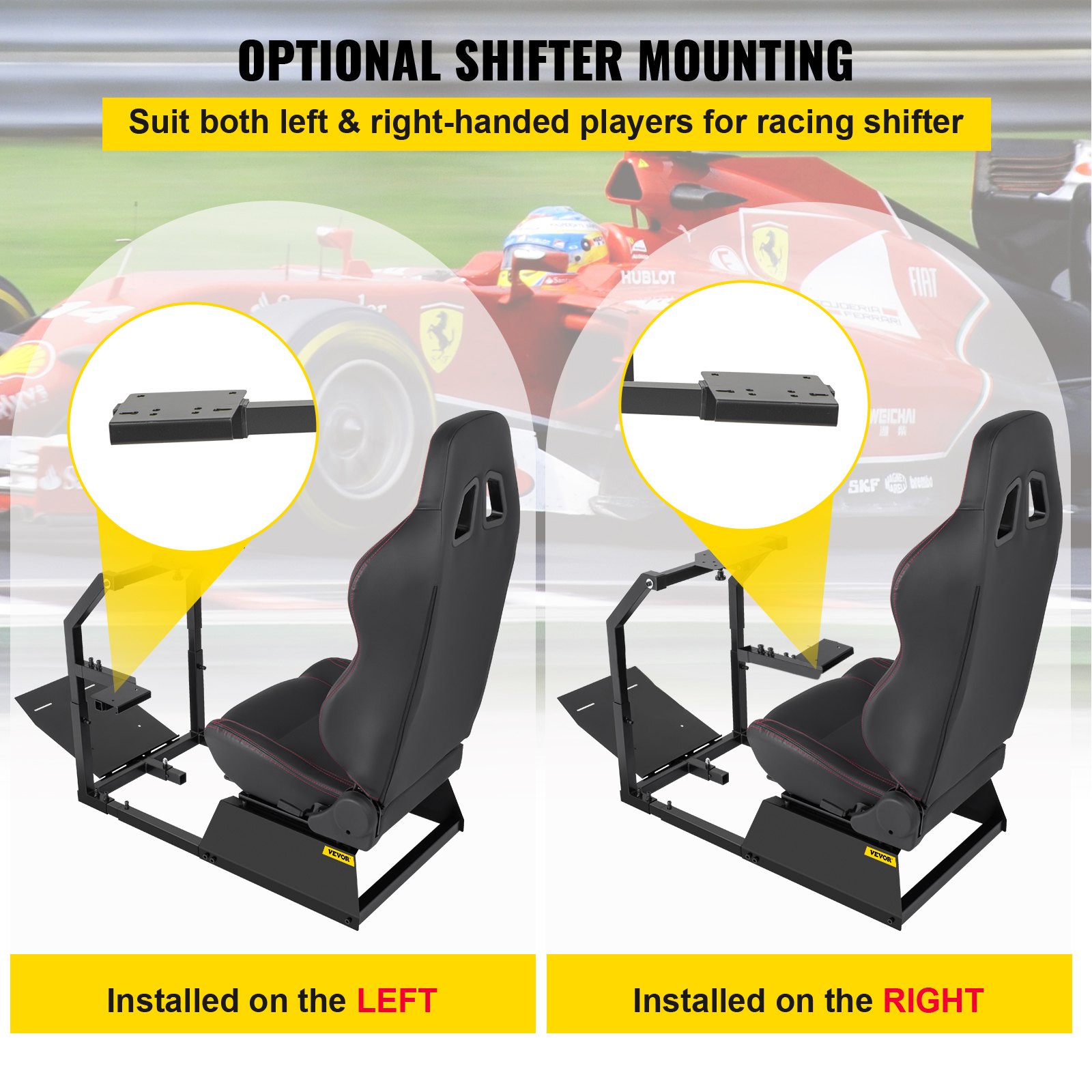 VEVOR Racing Simulator Cockpit Gaming Chair W/ Steering Wheel Stand For ...