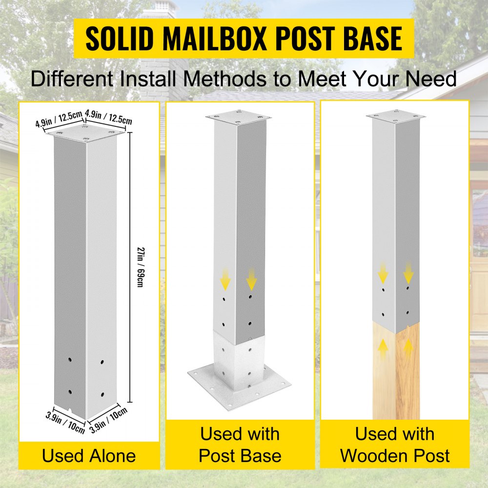 VEVOR Mailbox Post, 27" High Mailbox Stand, White Powder-Coated Mail ...