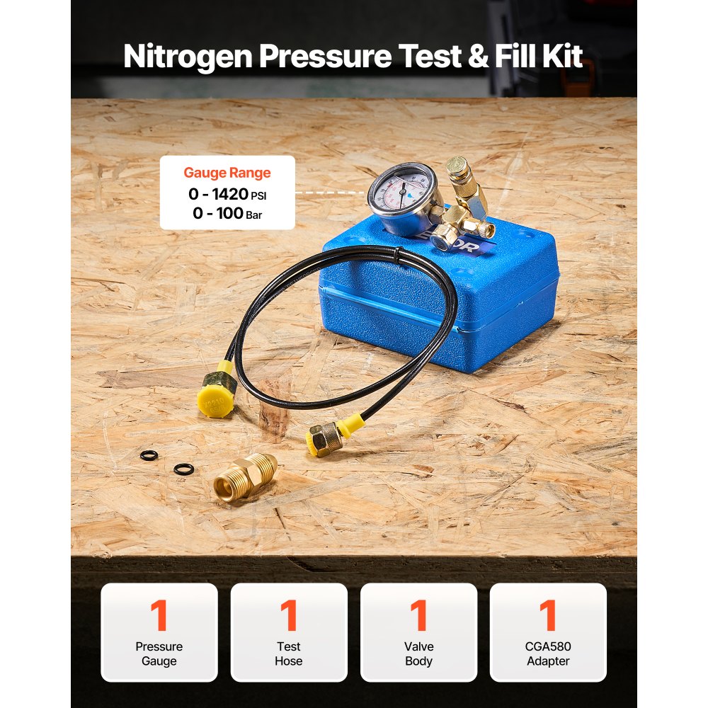 VEVOR Nitrogen Pressure Test Kit – 0–1420, PSI System