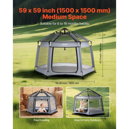 VEVOR Baby Playpen Indoor & Outdoor Portable Play Yard with UPF 50 ...