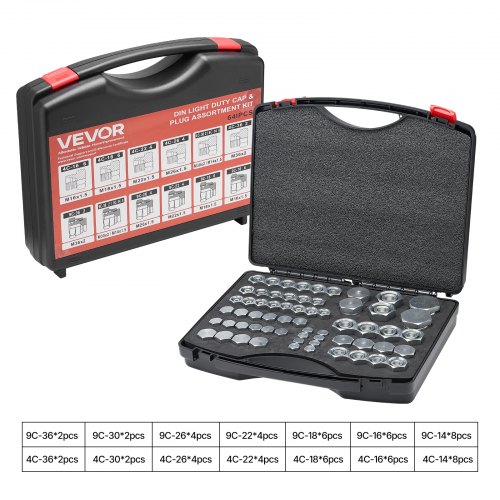 64 PCS DIN Hydraulic Fitting Cap & Plug Assortment Adapter Kit ...
