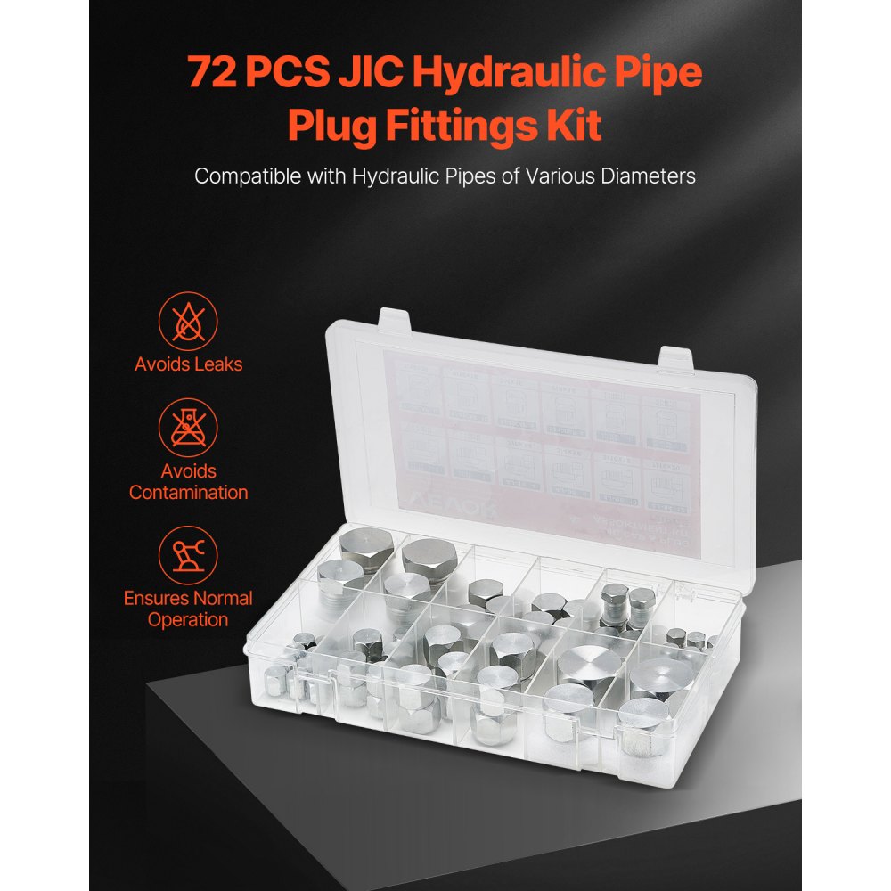 VEVOR 72 PCS JIC Hydraulic Fittings, Heavy Duty Master Industrial ...
