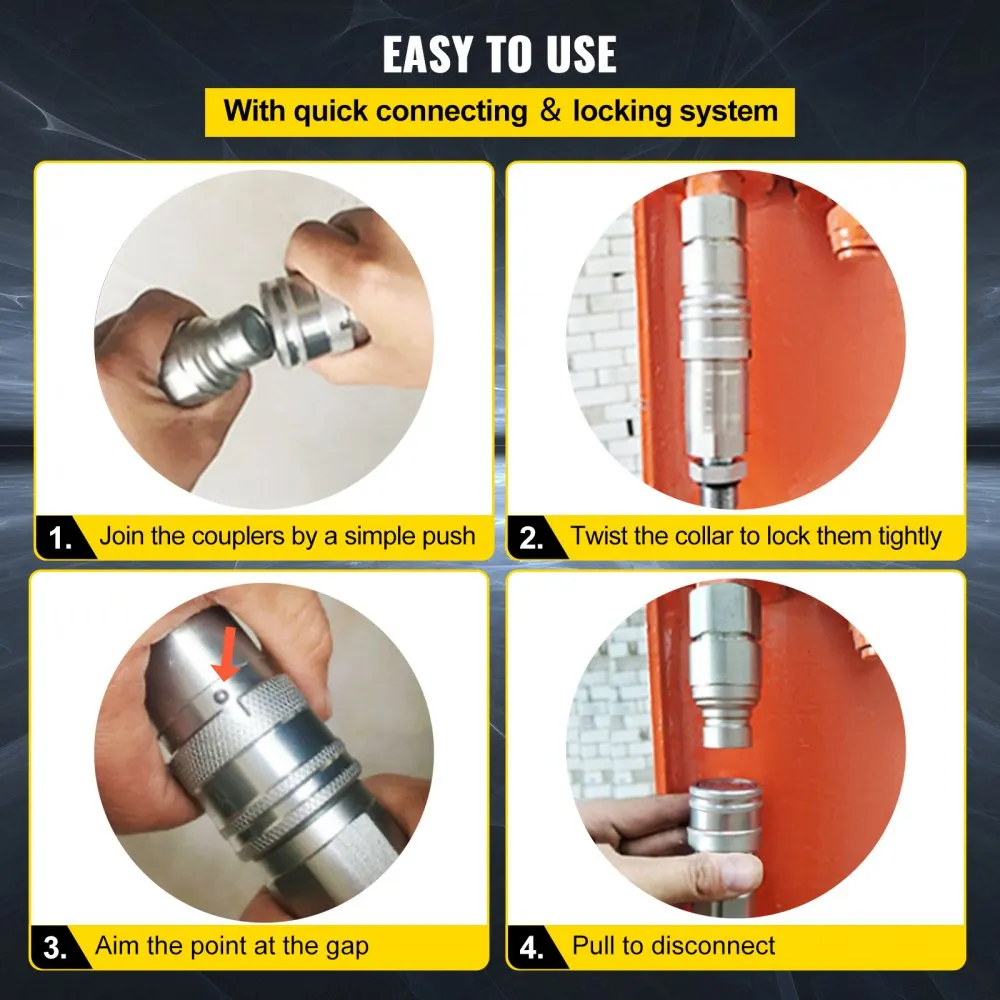 VEVOR Hydraulic Quick Connect 1/2 Body with 1/2" NPT Thread Hydraulic ...