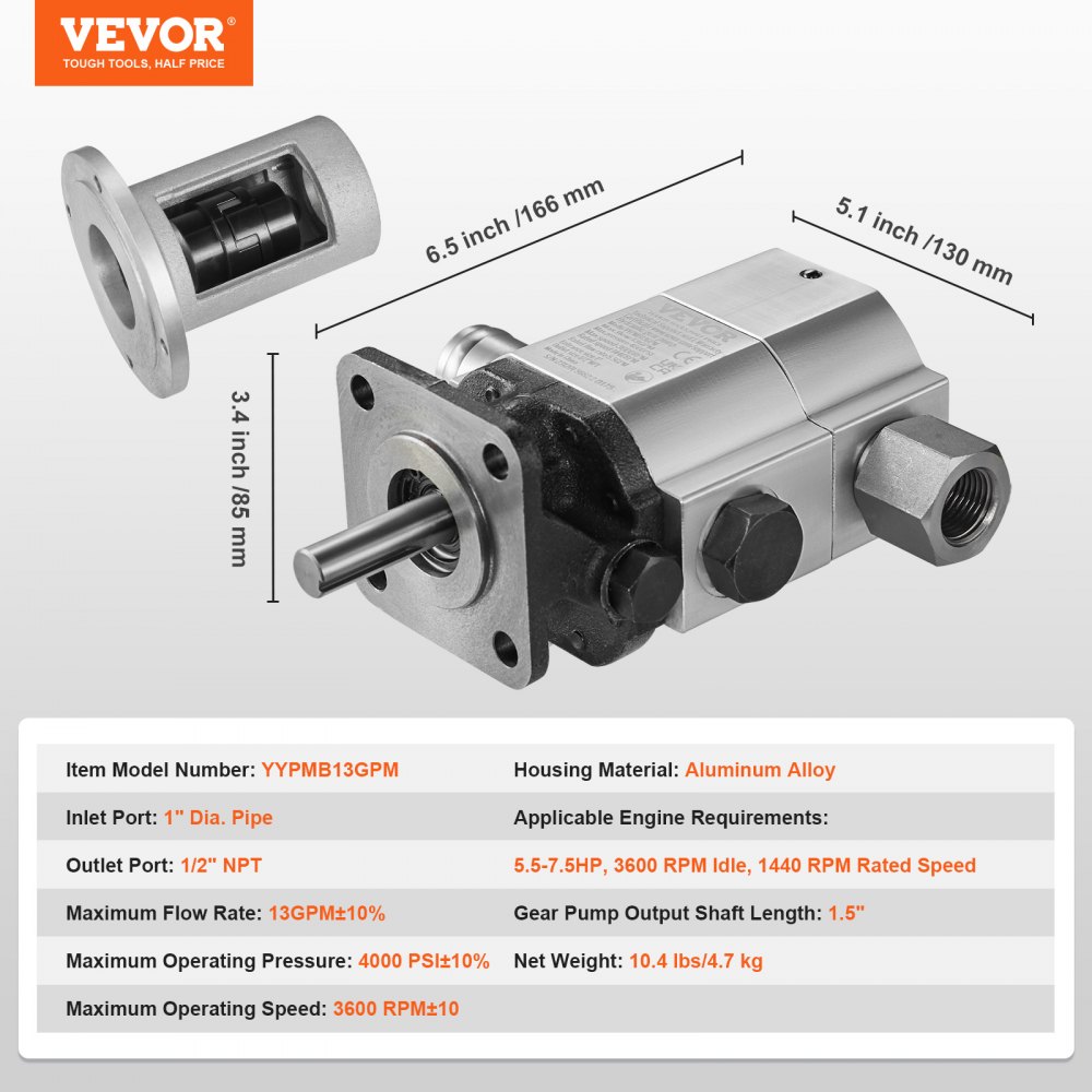 VEVOR Hydraulic Wood Log Splitter Pump Kit, 13 GPM, 2 Stage 4000 PSI ...
