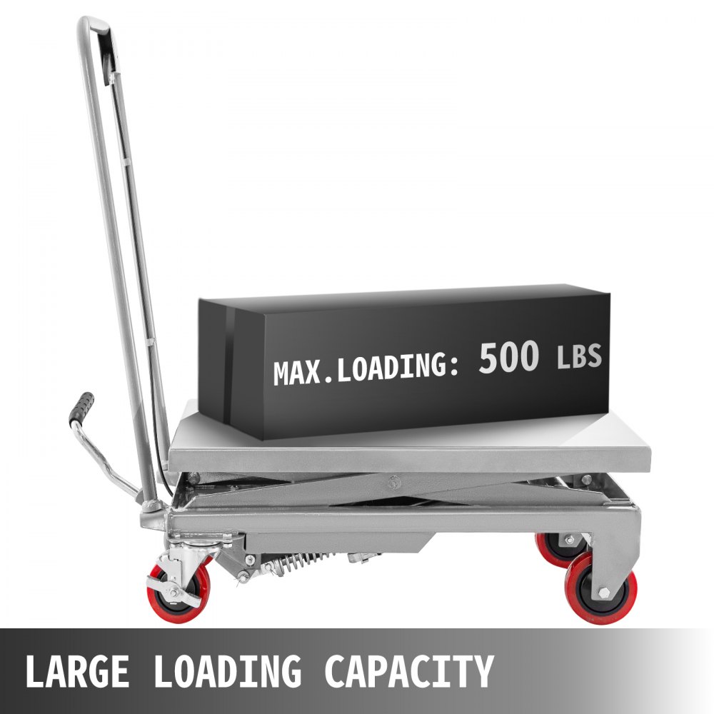 VEVOR Hydraulic Scissor 500LBS Capacity, Cart Lift Table Cart 28.5-Inch ...