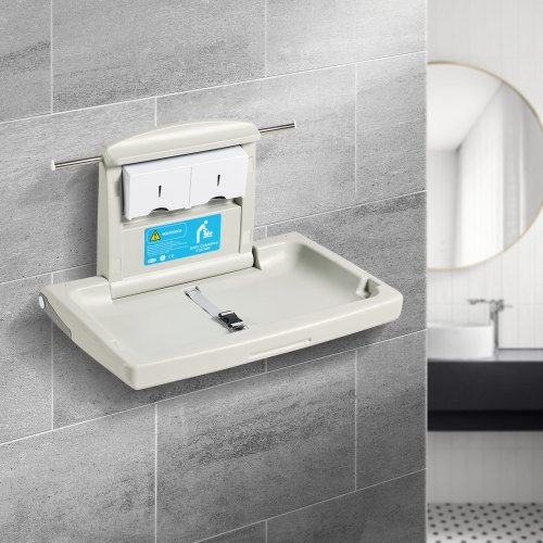 VEVOR Wall-Mounted Baby Changing Station, Horizontal Foldable Diaper ...