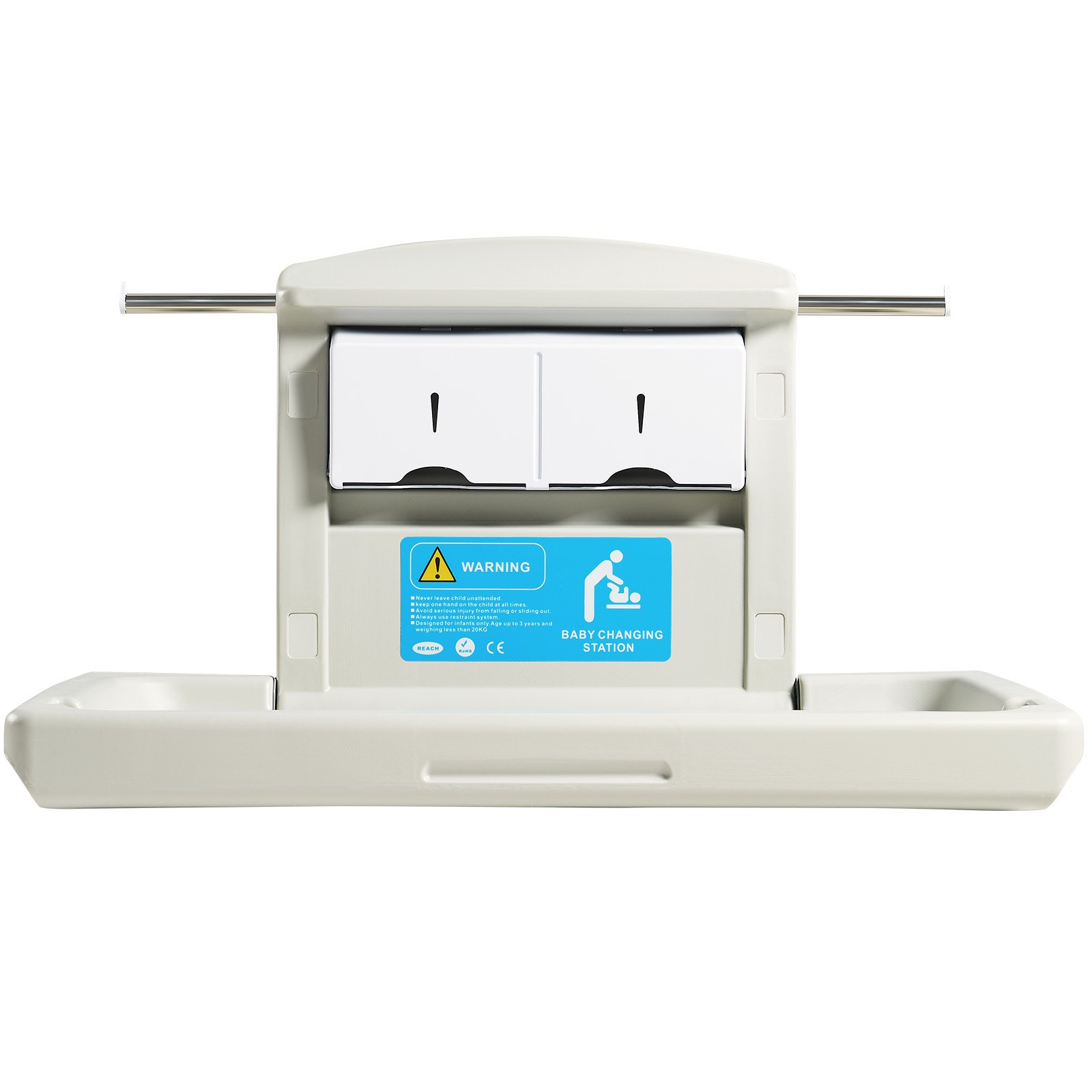 VEVOR Wall-Mounted Baby Changing Station, Horizontal Foldable Diaper ...