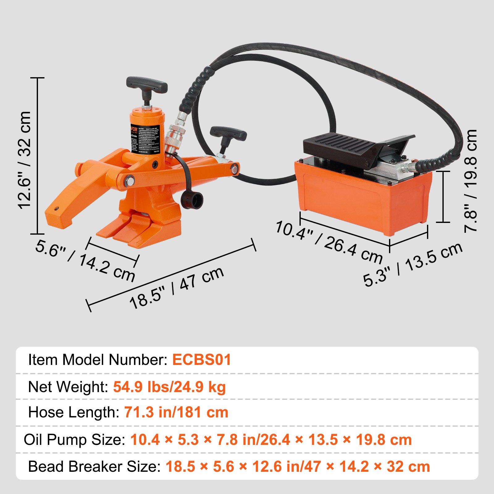 VEVOR Hydraulic Tire Bead Breaker 10000 PSI Foot Pump for Tractor Truck ...