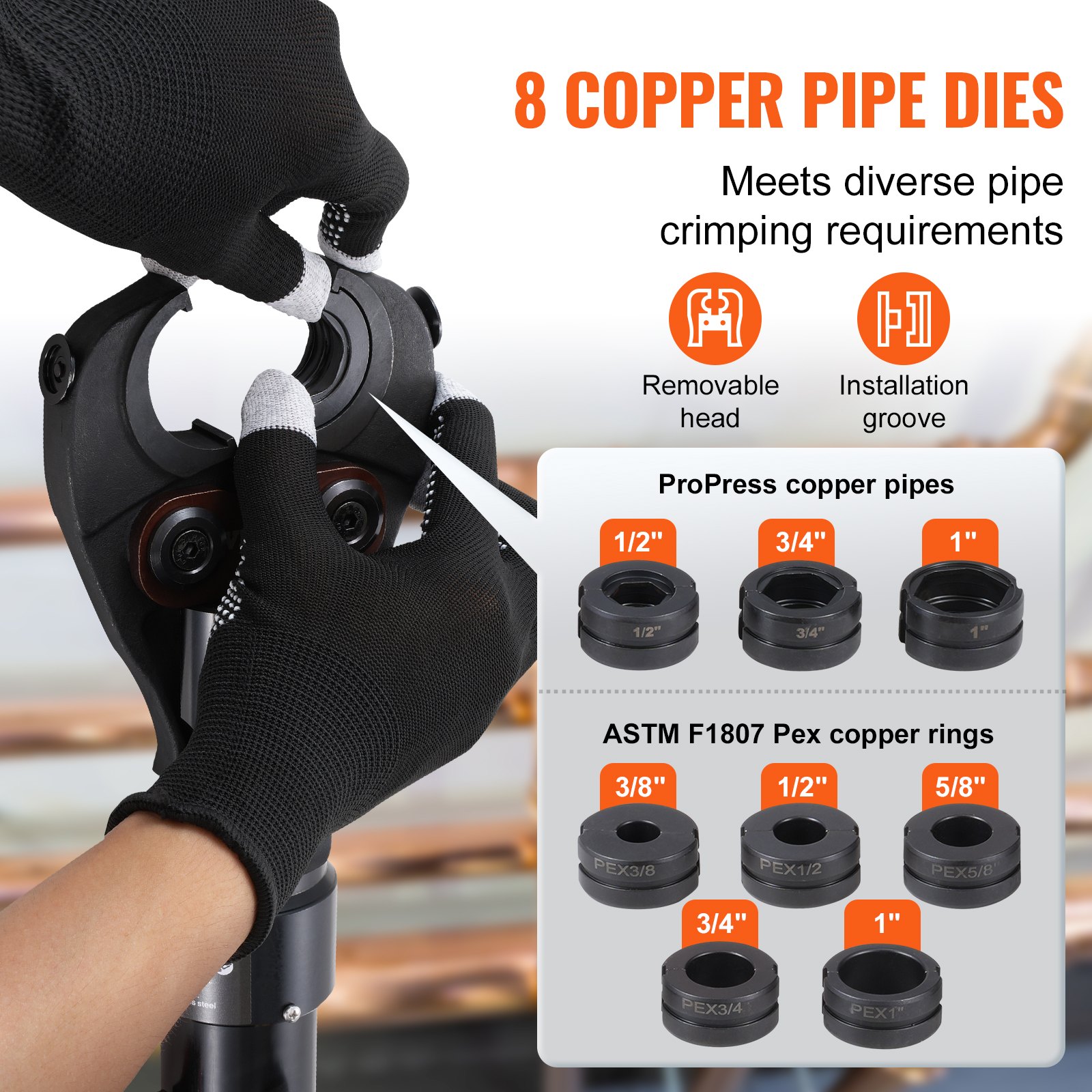 VEVOR Copper Compression Fittings Tool – 1/2", 3/4", 1" Jaws