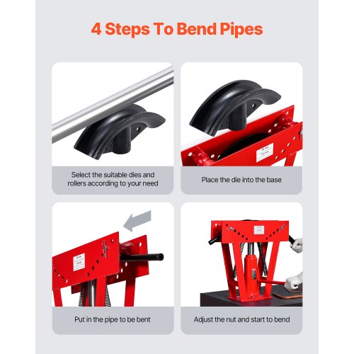 Hydraulic Pipe Bender 16 Ton Manual Pipe Bending Tool with 8 Dies ...