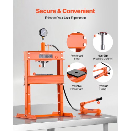 10 T Hydraulic Shop Press Hydraulic Press with Press Plate for Bending ...