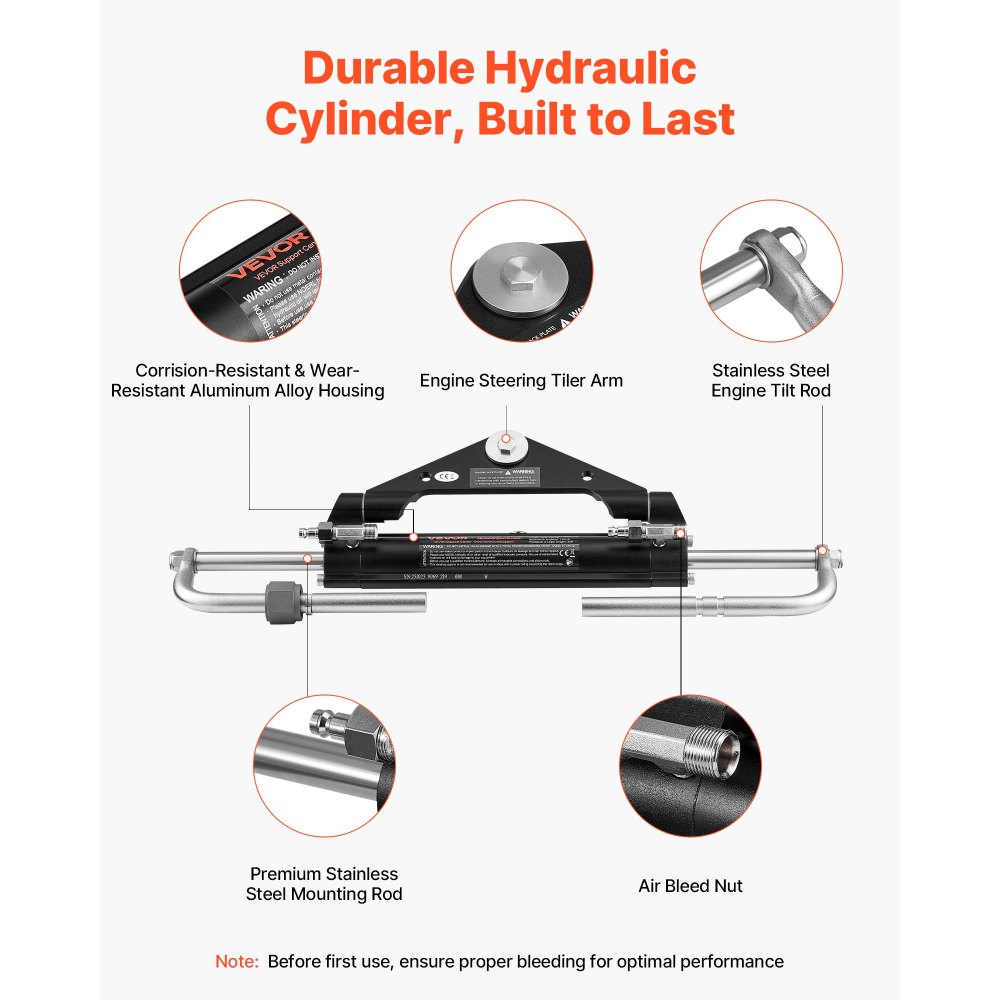 VEVOR Hydraulic Steering Kit, 150 HP, Marine Boat Hydraulic Steering ...