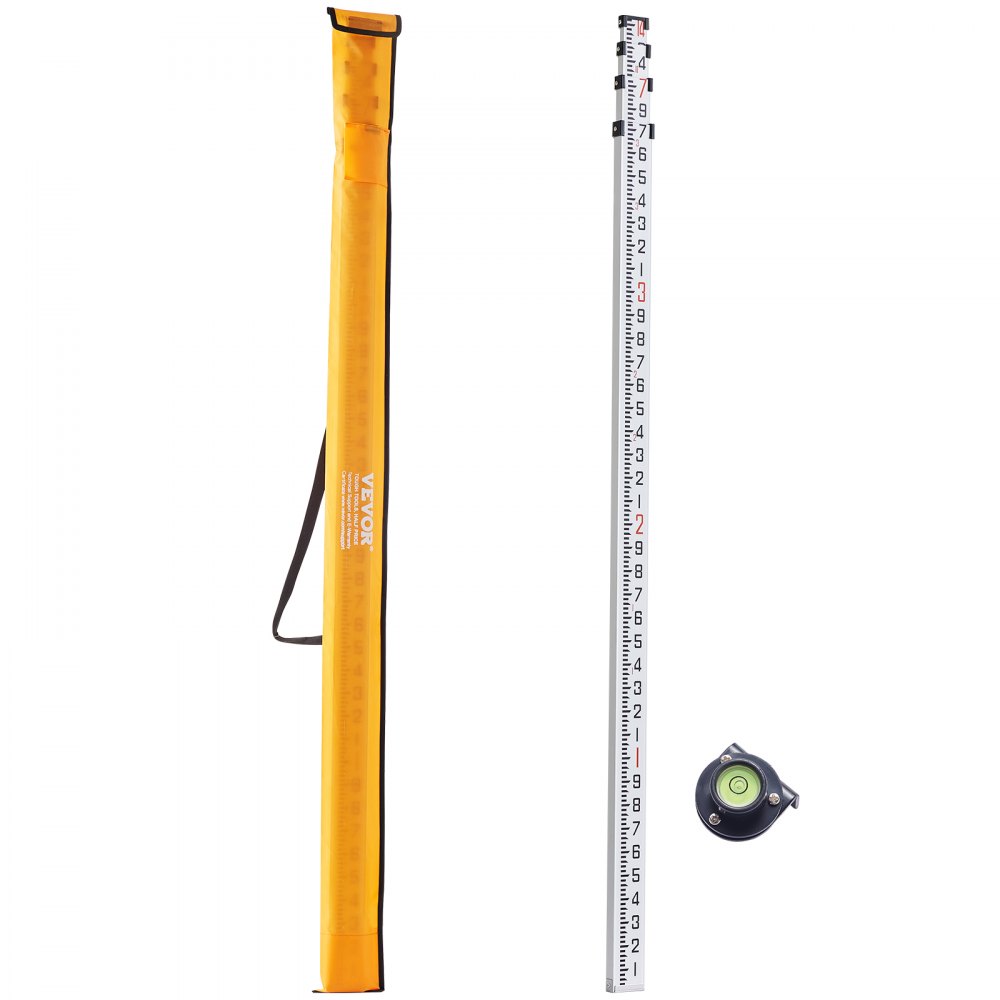 VEVOR Aluminum Grade Rod, 14-Feet/10ths 6 Sections Telescopic Measuring ...