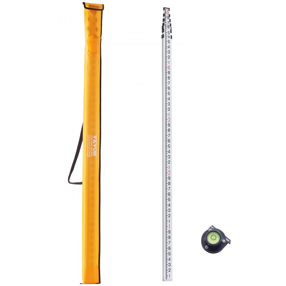 VEVOR Measuring Rod 25-Feet/10ths 6 Sections Telescopic Grade Rod 1 ...