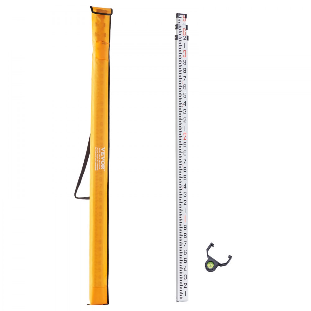 VEVOR Aluminum Grade Rod, 9-Feet/10ths 3 Sections Telescopic Measuring ...