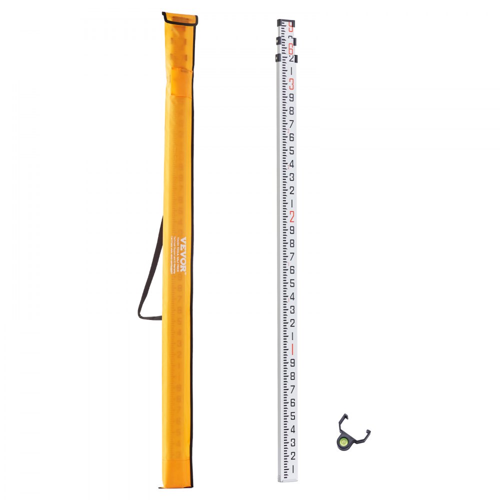 VEVOR Aluminum Grade Rod, 9-Feet/10ths 3 Sections Telescopic Measuring ...